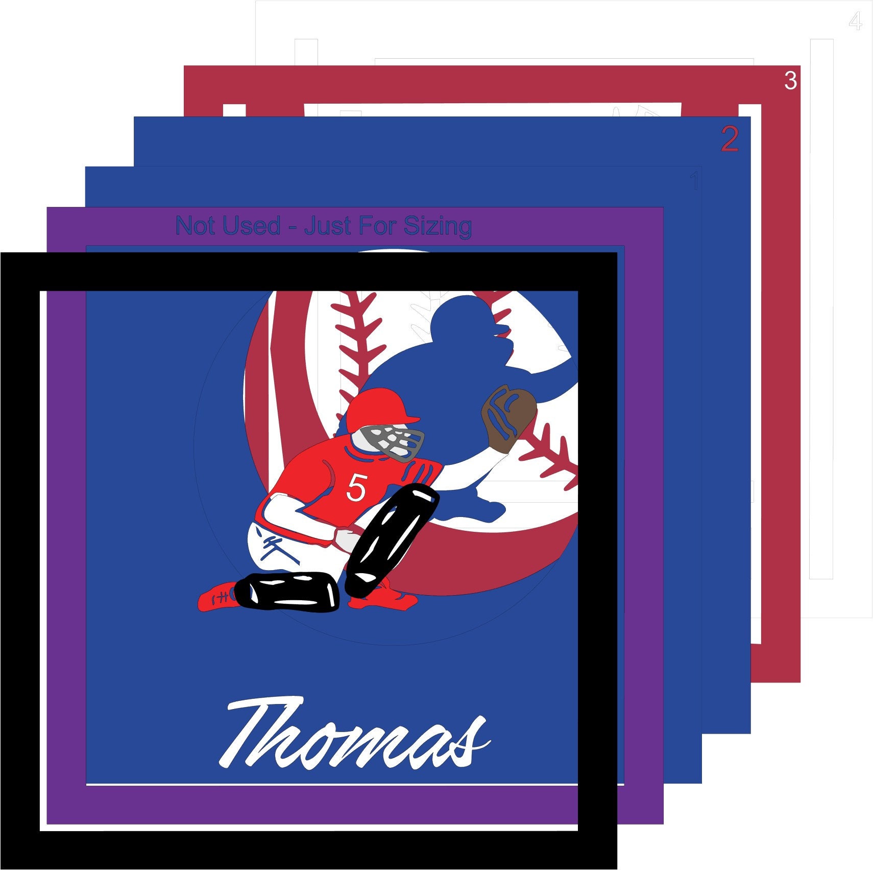 Baseball Player Shadow Box SVG Coloured Layered Card Stock - Etsy