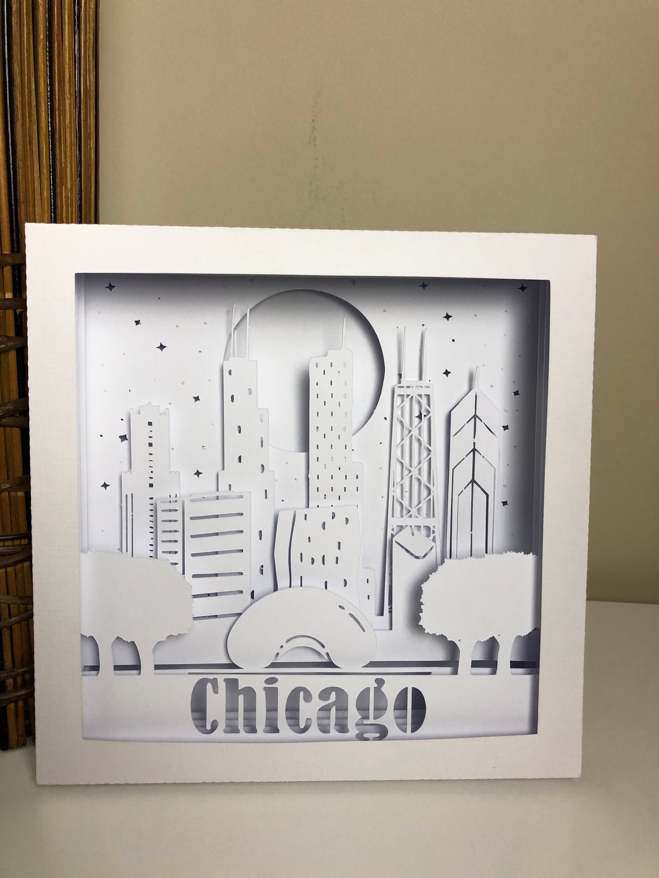 Chicago City Silhouette Shadow Box SVG, Layered Card Stock Cut Files ...