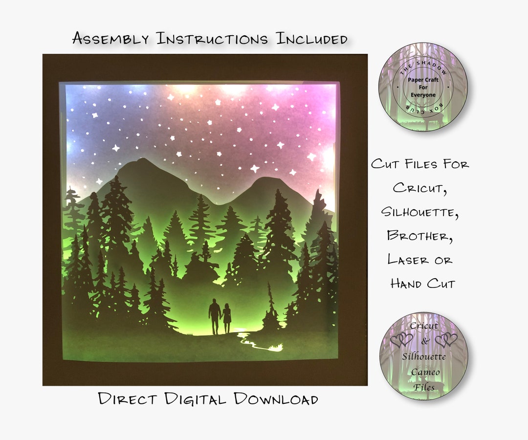 Paper Cut Shadow Box 3D Lightbox SVG PNG Mountain Forest Walk Cricut ...