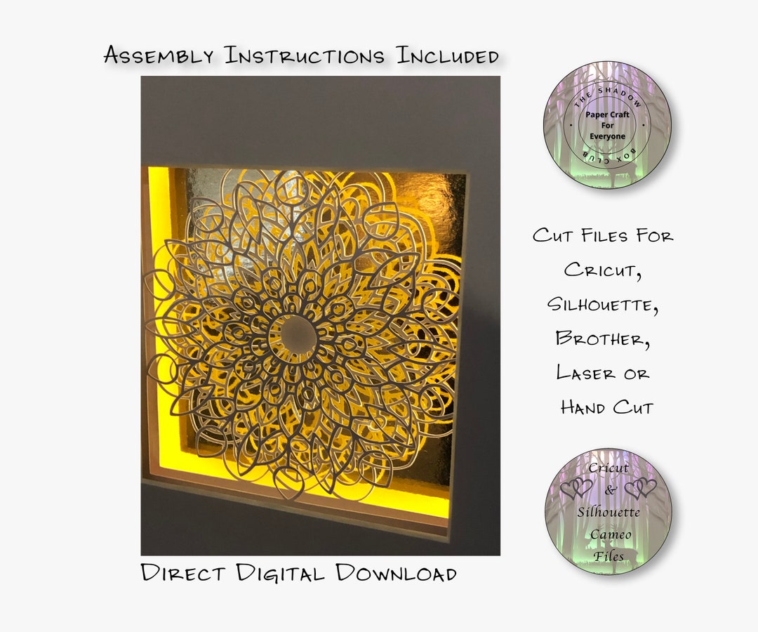 Paper Cut Shadow Box 3D Lightbox SVG PNG Mandala Cricut Silhouette Hand ...