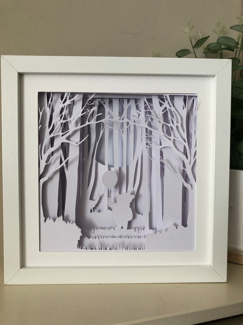 Paper Cut Shadow Box 3D Lightbox SVG PNG Pooh Cricut Silhouette Hand ...