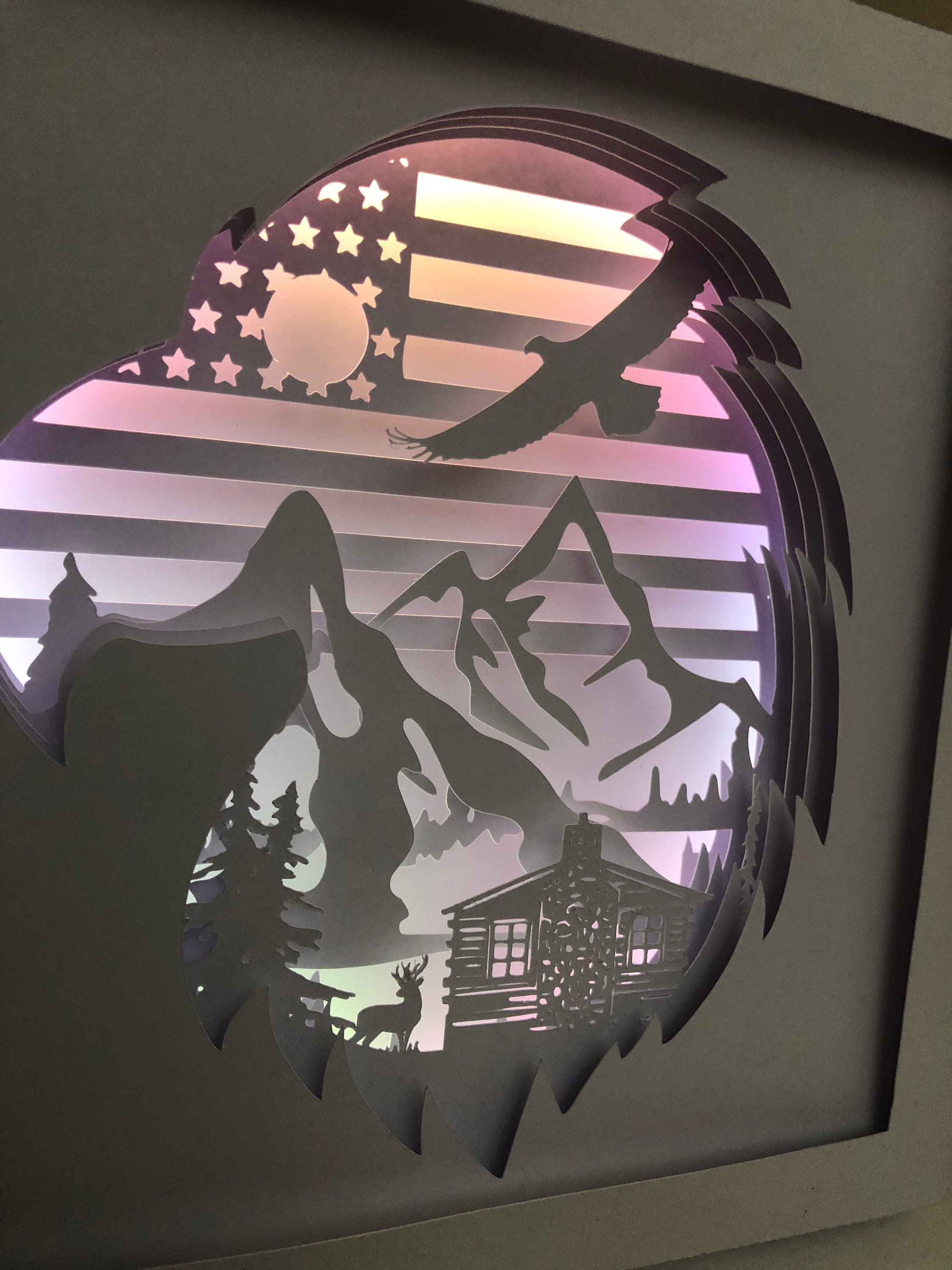 USA American Eagle Silhouette Shadow Box SVG, Layered Card Stock Cut ...