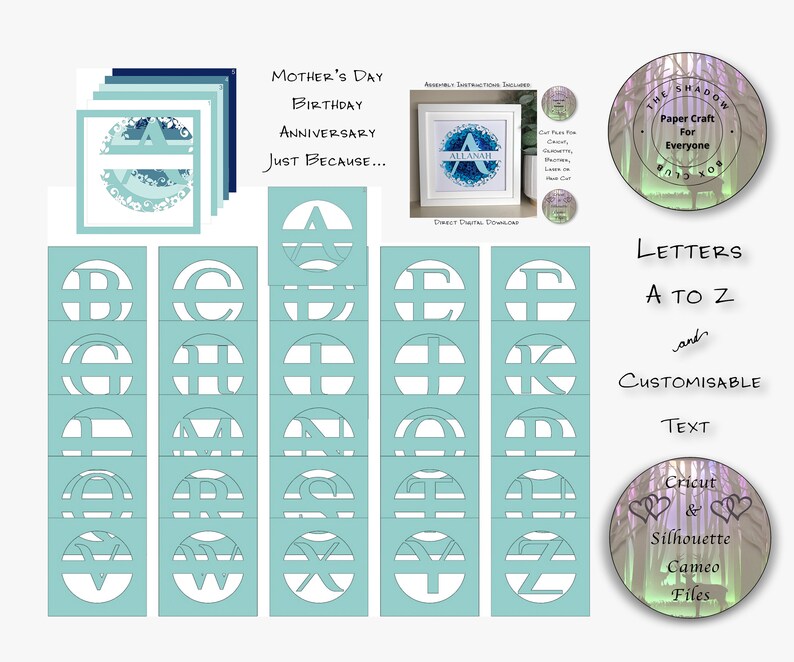 Alphabet Shadow Box SVG, A-Z Letters, Paper Cut Lightbox (digital ...