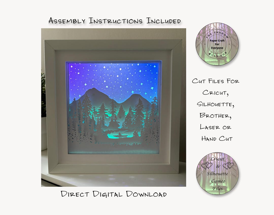 Paper Cut Shadow Box 3D Lightbox SVG PNG Kayaking Mountain Forest 7 ...