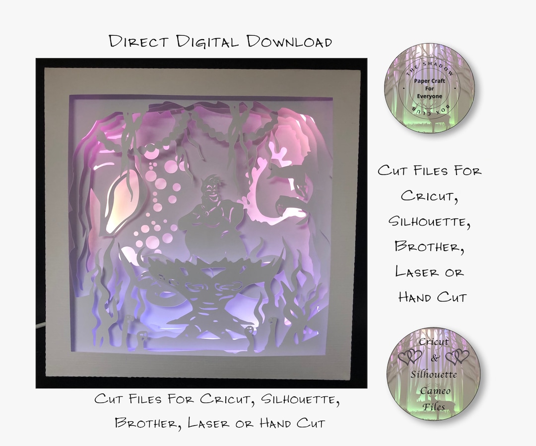 Mermaid Shadow Box SVG, Layered Card Stock Cut Files for Cricut ...