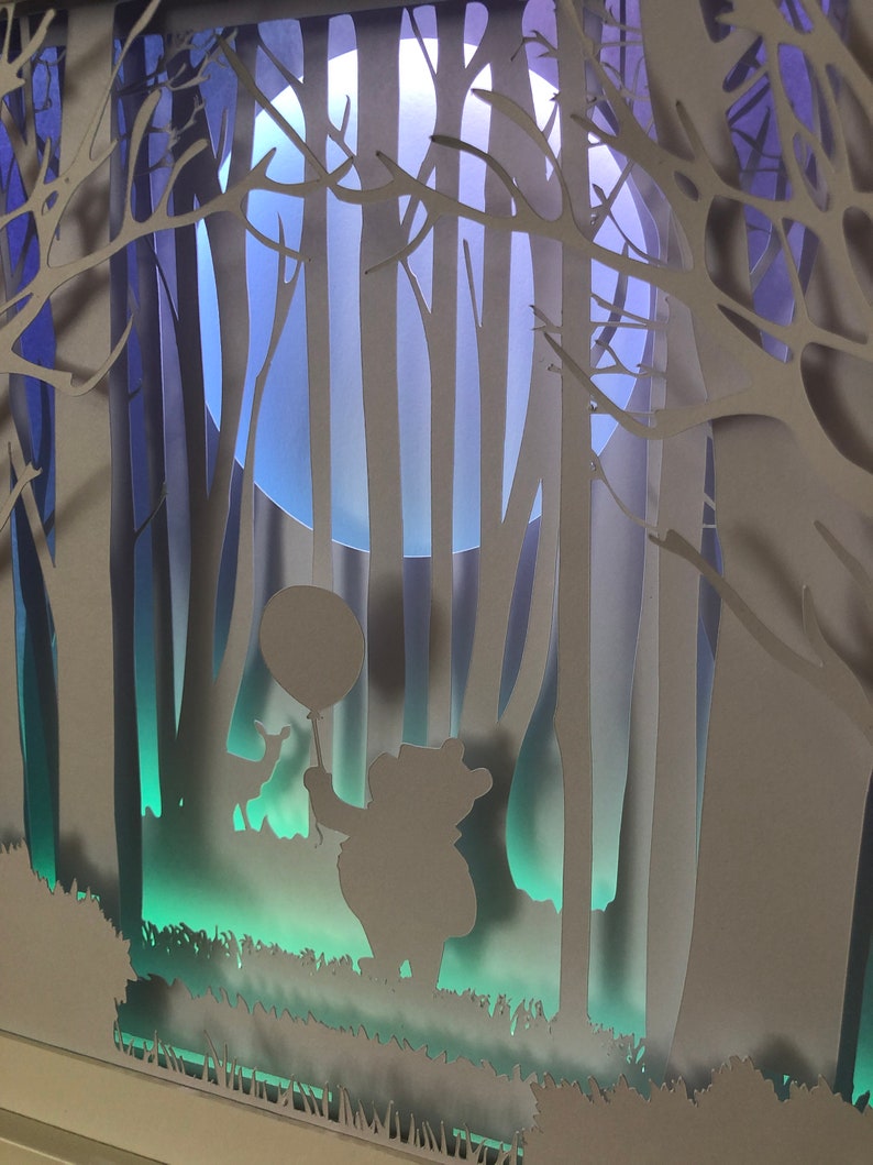 Paper Cut Shadow Box 3D Lightbox SVG PNG Pooh Cricut Silhouette Hand ...