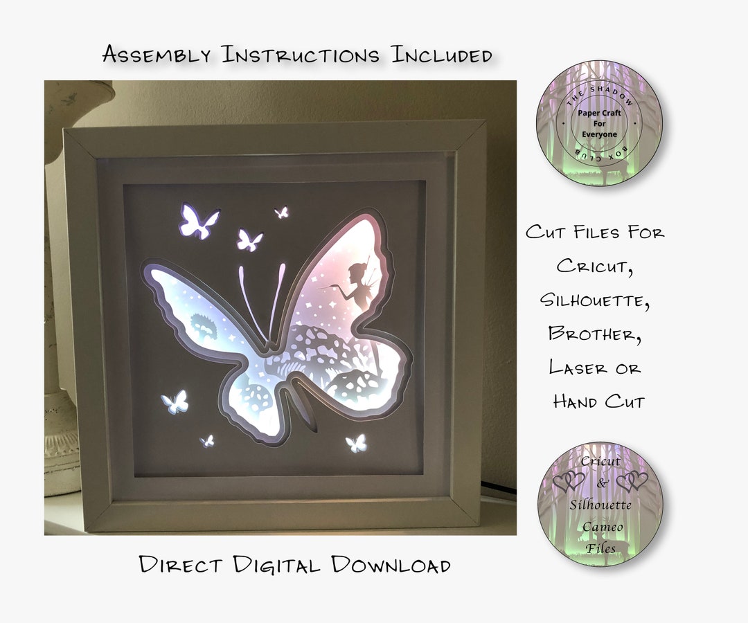 Paper Cut Shadow Box 3D Lightbox SVG PNG Butterfly Cricut Silhouette ...