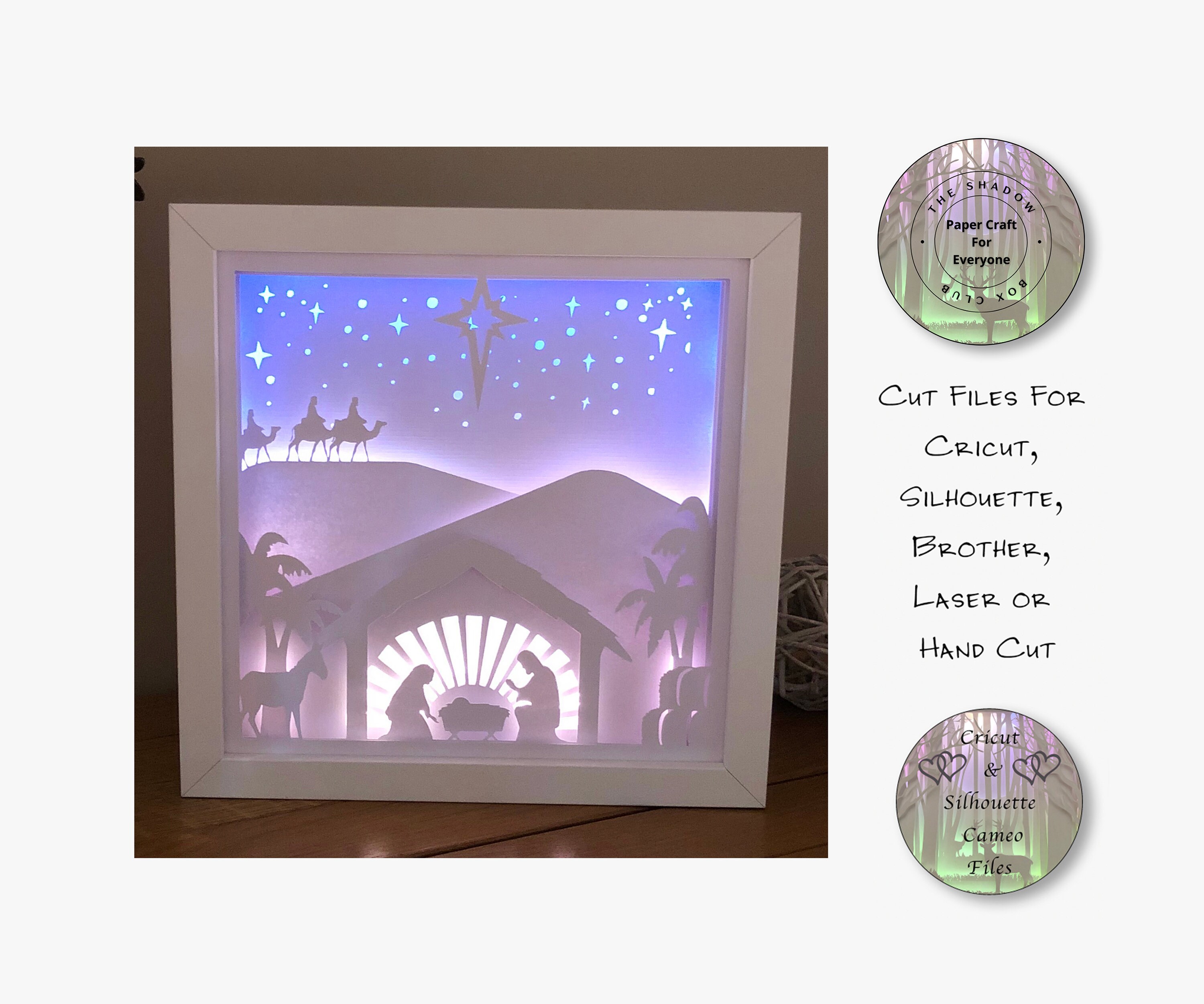 Nativity Shadow Box, Christmas Nativity Shadow Box, Layered Card Stock ...