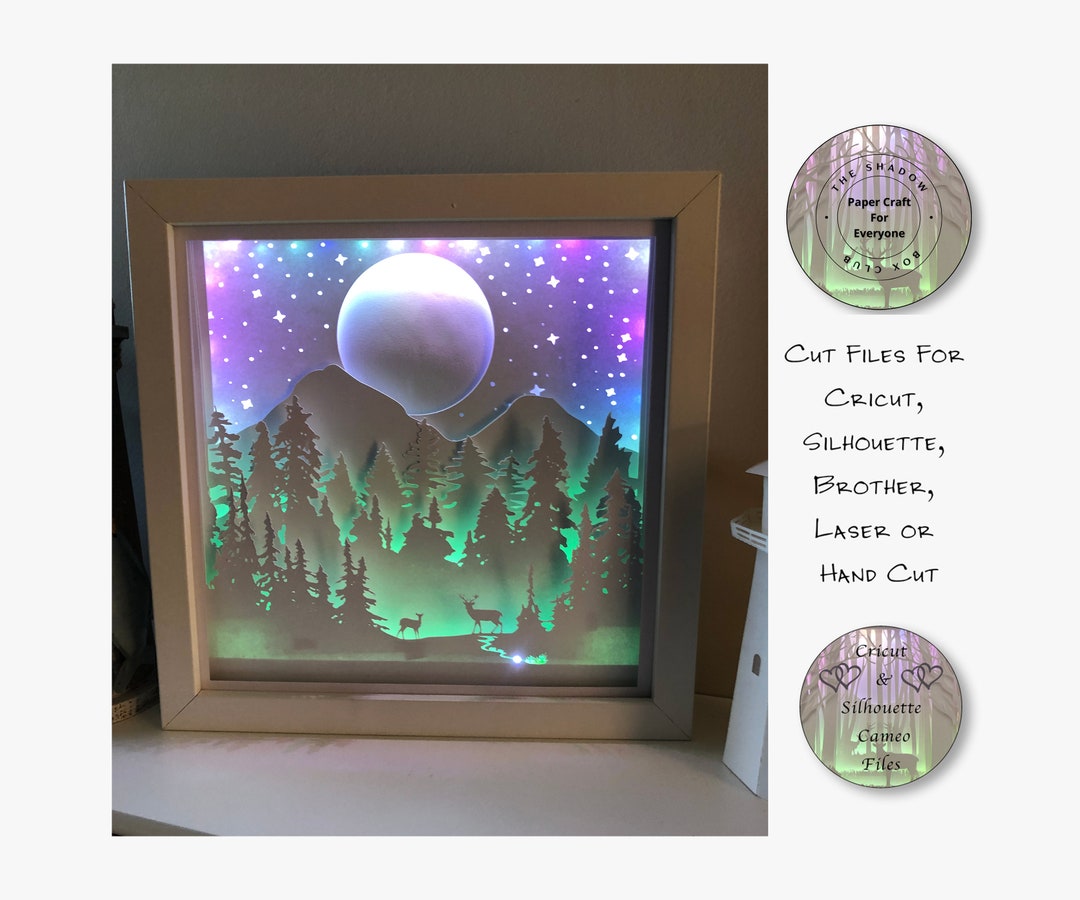 Paper Cut Shadow Box 3D Lightbox SVG PNG Deer in the Forest Cricut ...