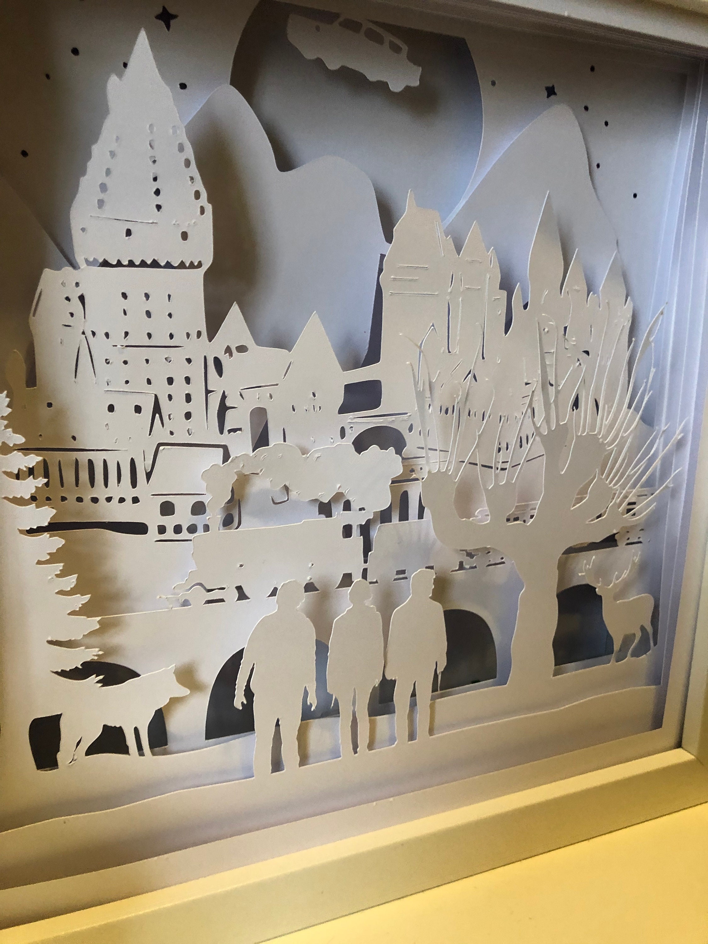 Paper Cut Shadow Box 3D Lightbox SVG PNG Wizard Cricut Silhouette Hand ...