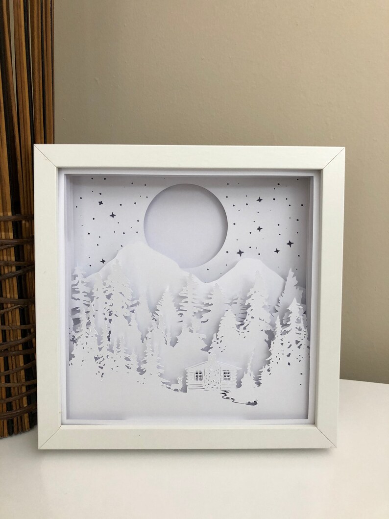 Mountain Forest Cabin Shadow Box SVG Layered Card Stock Cut - Etsy