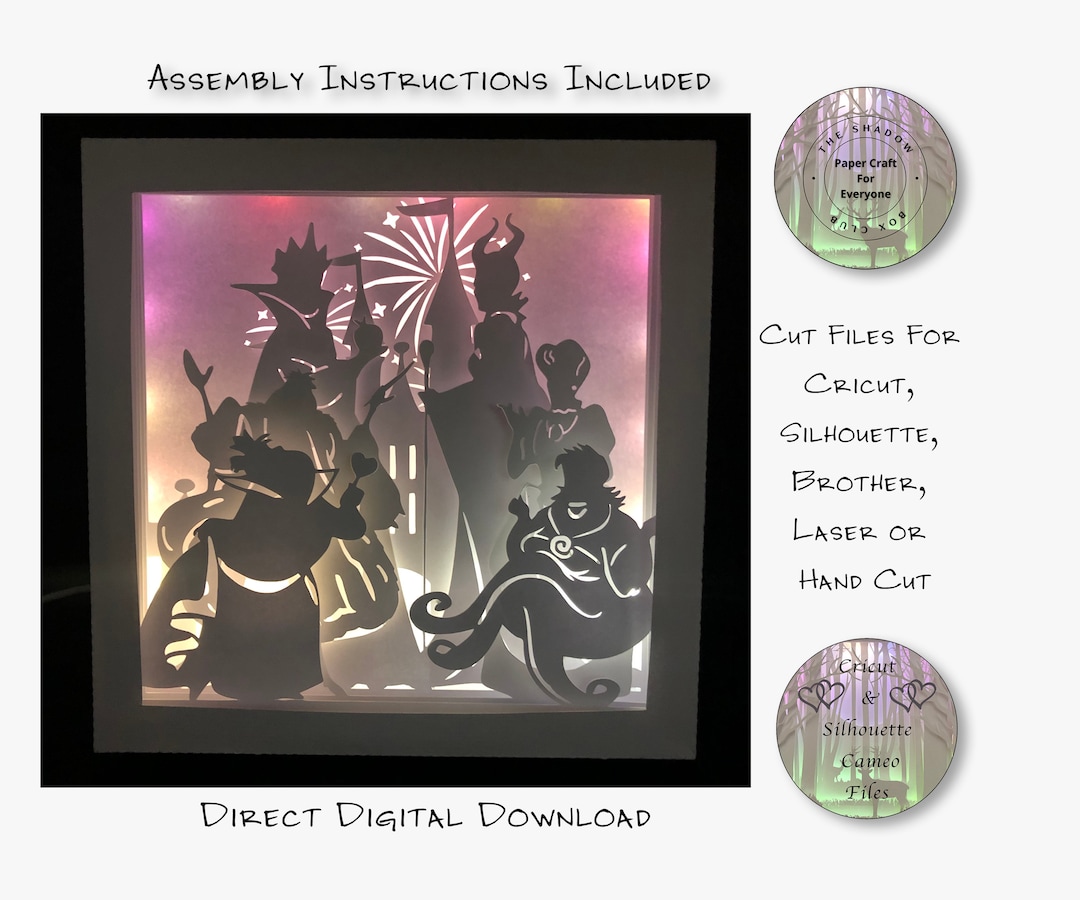 Paper Cut Shadow Box 3D Lightbox SVG PNG Villains Cricut Silhouette ...