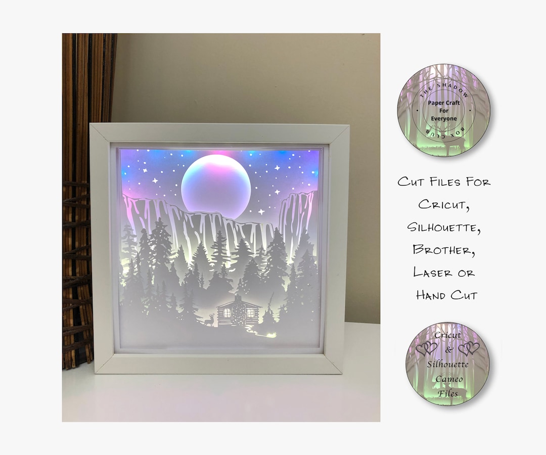 Mountain Forest Cabin Shadow Box SVG, Layered Card Stock Cut Files for ...