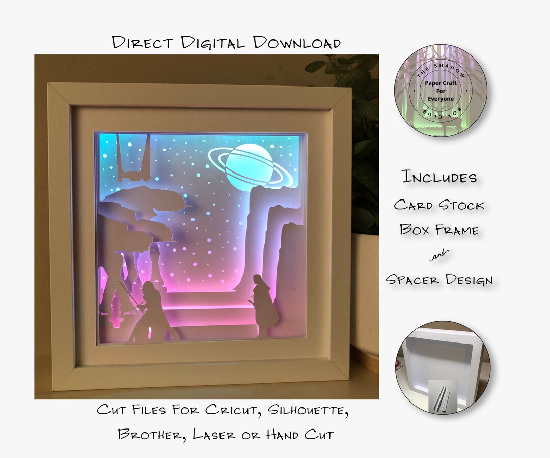 Star 8 Shadow Box Paper Craft 3D Light up Wars Shadow Box - Etsy