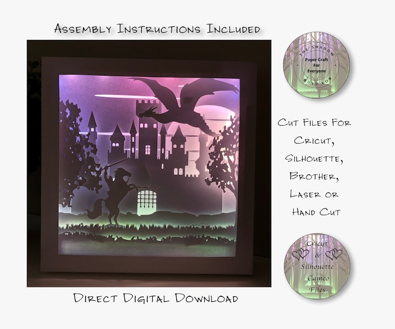 Dragon Castle Shadow Box SVG, 3D Paper Cut Lightbox (digital Download ...