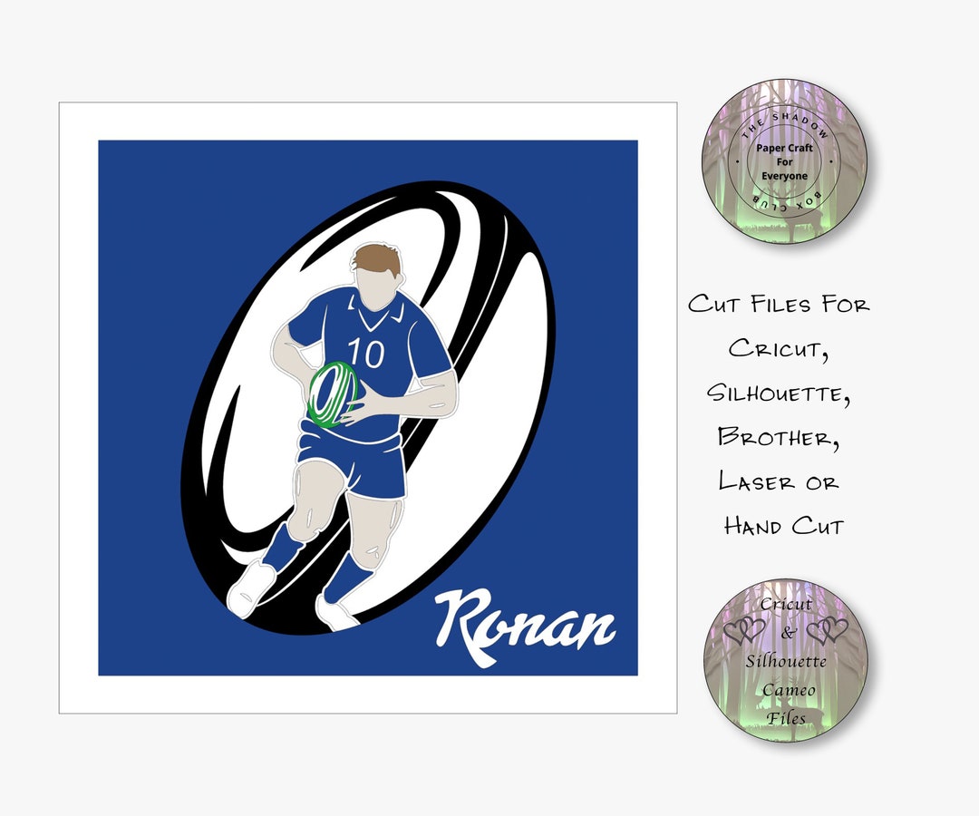 Paper Cut Shadow Box 3D Lightbox SVG PNG Rugby Player Cricut Silhouette ...