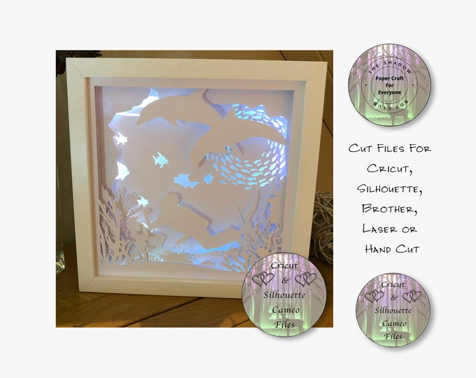 Astronaut in the Ocean Shadowbox SVG, Scuba Diver Lightbox Svg ...