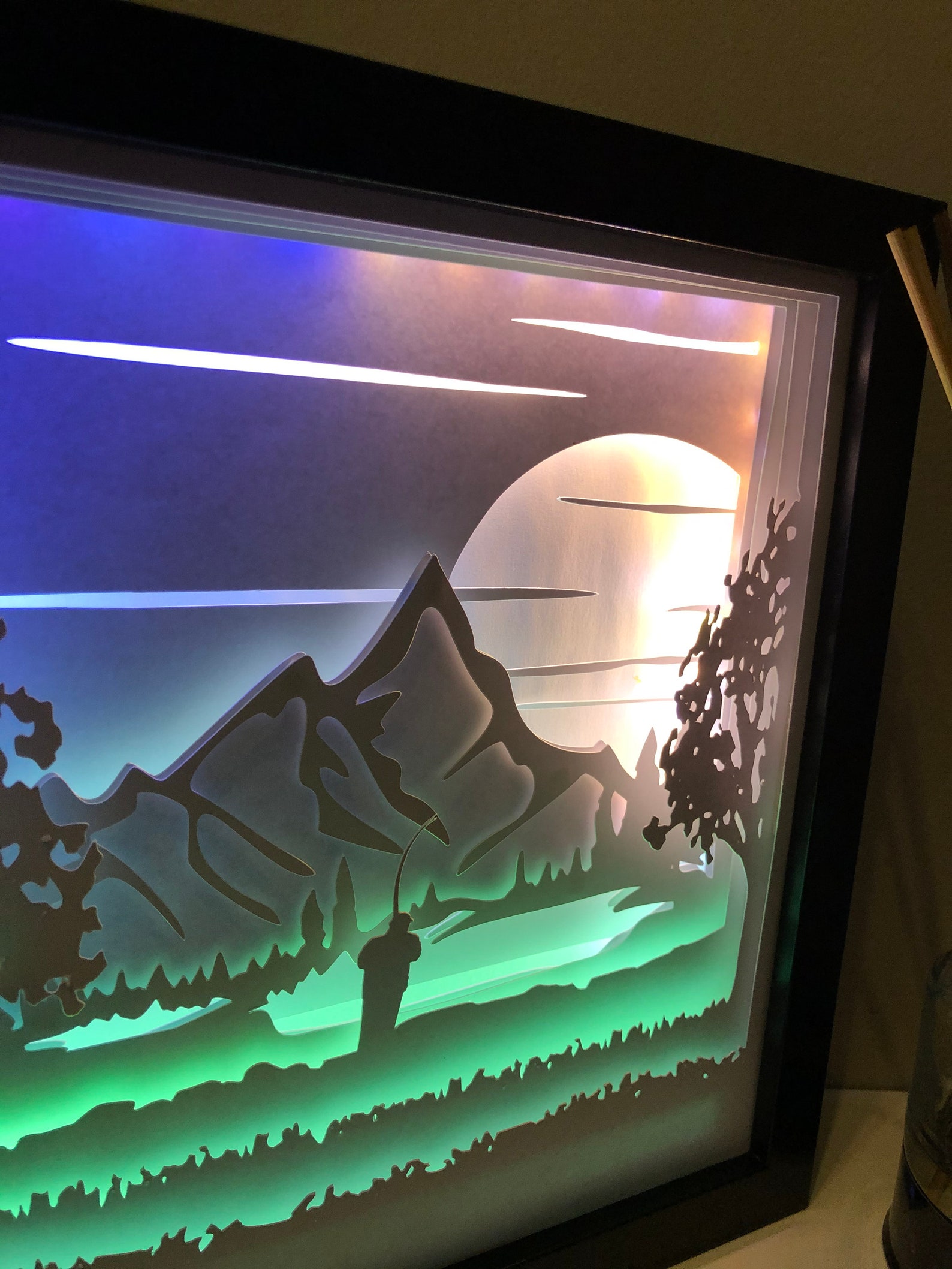 Fishing Shadow Box 3D Lightbox SVG, Cricut Laser Cut Files (digital ...