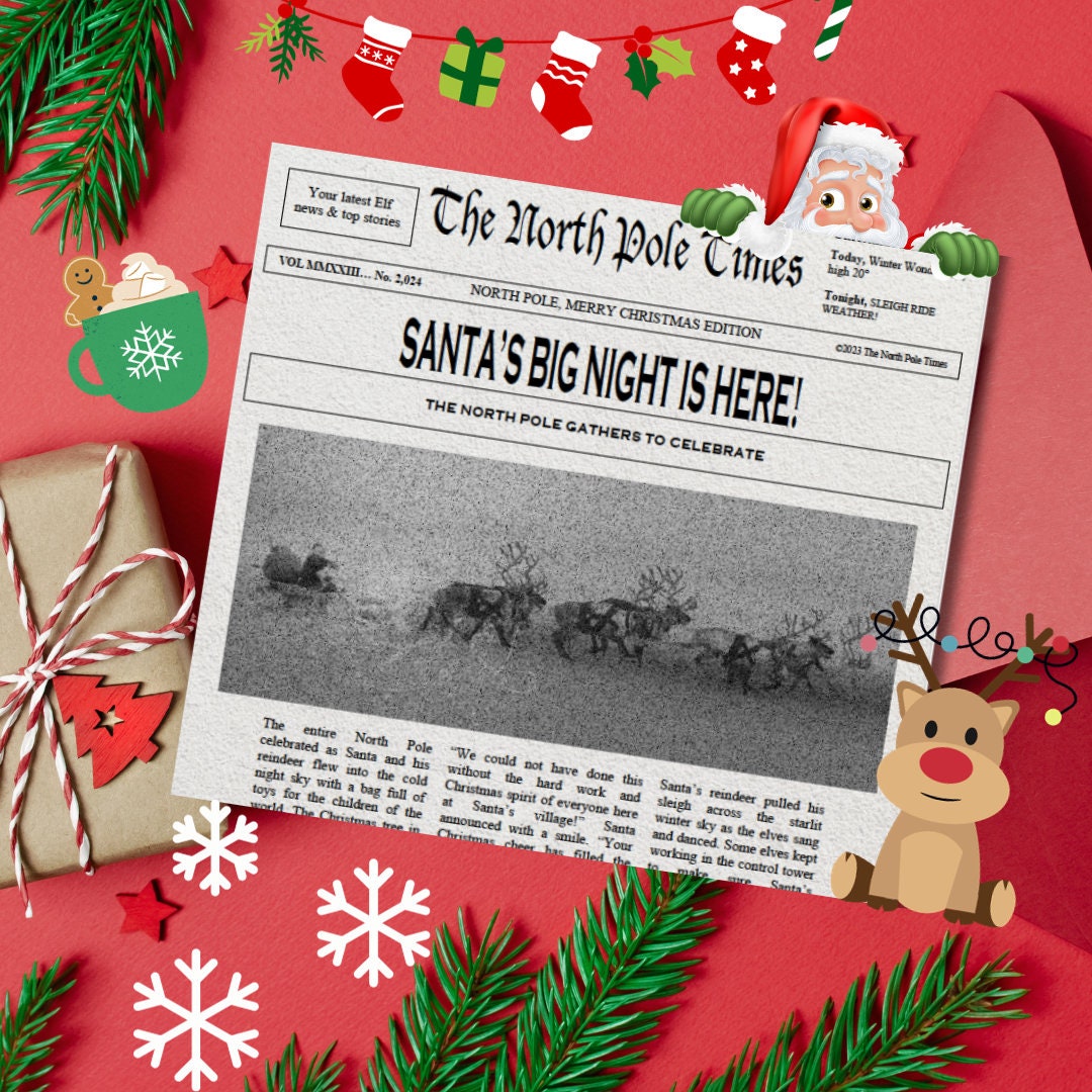 The North Pole Times Newspaper 2023 2-page Merry Christmas Edition ...