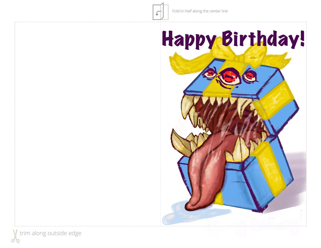 Printable Dnd Mimic Birthday Card Mimic Digital Download Card Print at ...