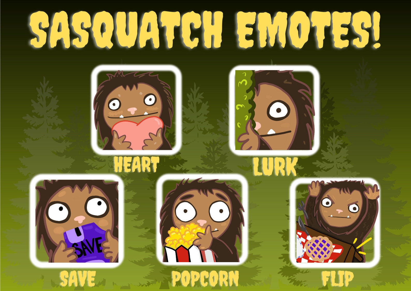 Sasquatch Emote Set for Twitch or Discord | Cryptid | Monster ...