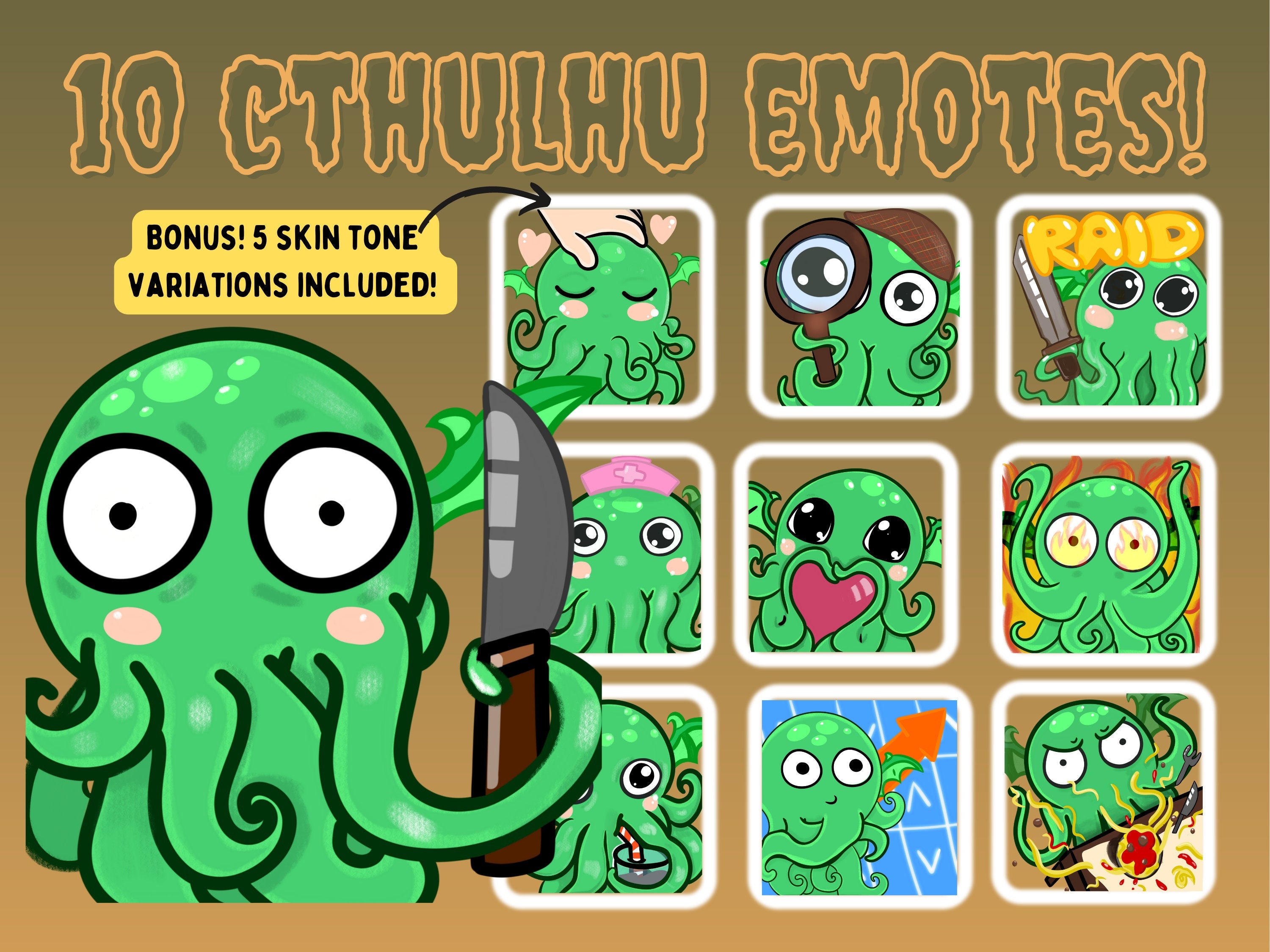 10 Pack of Cthulhu Emotes Twitch, Youtube or Discord Instant Mind ...