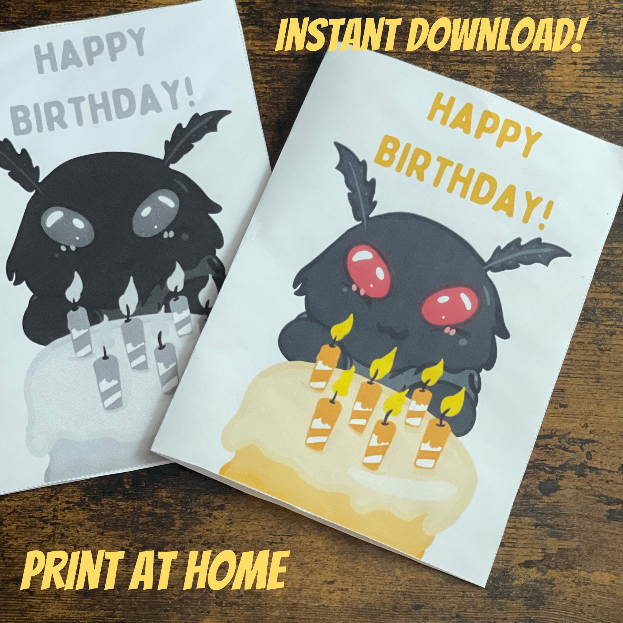 Printable Mothman Birthday Card | Moth Man Digital Download Card ...