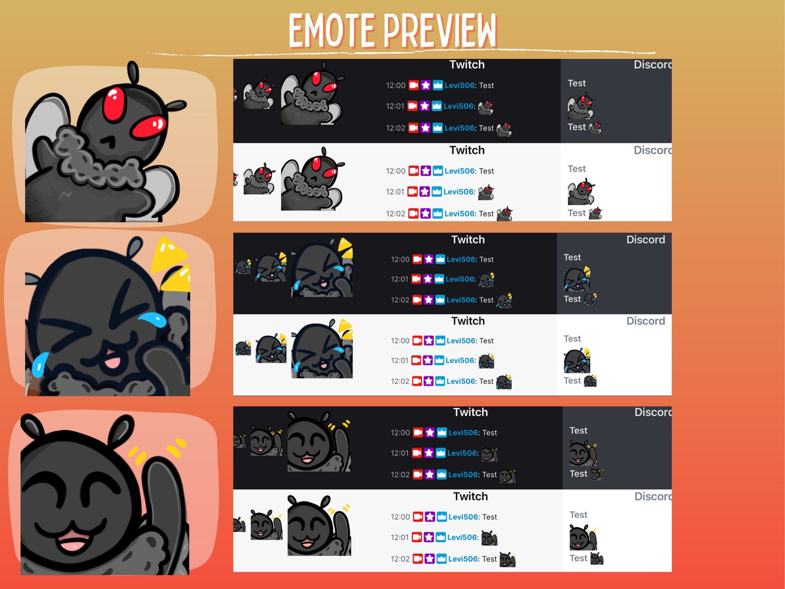 Mega Pack of 22 Mothman Emotes Emote Set for Twitch or Discord Cryptid ...
