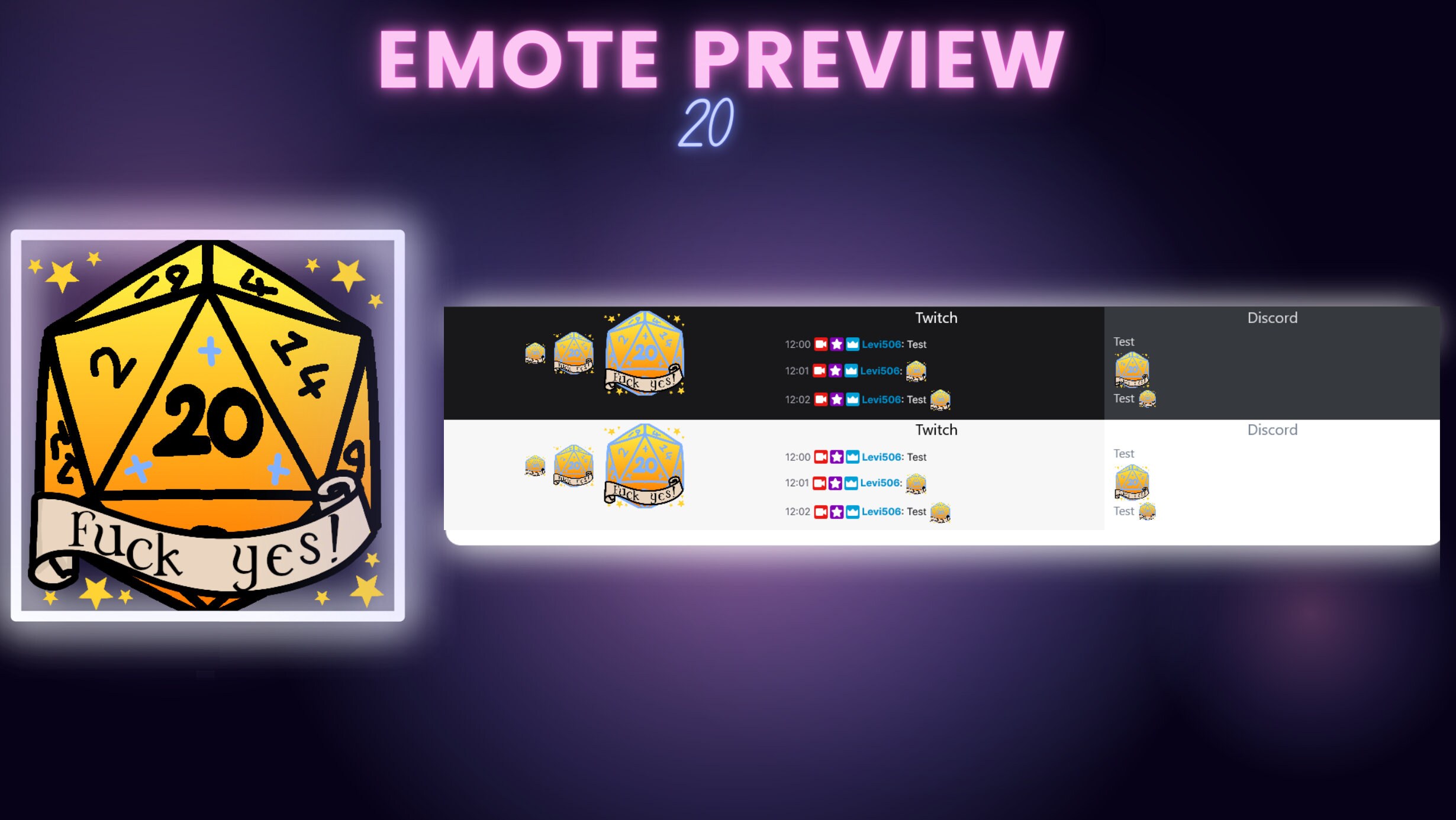 D20 Twitch or Discord Emote Set Dice Natural 20 Crit Fail Dnd Dungeons ...