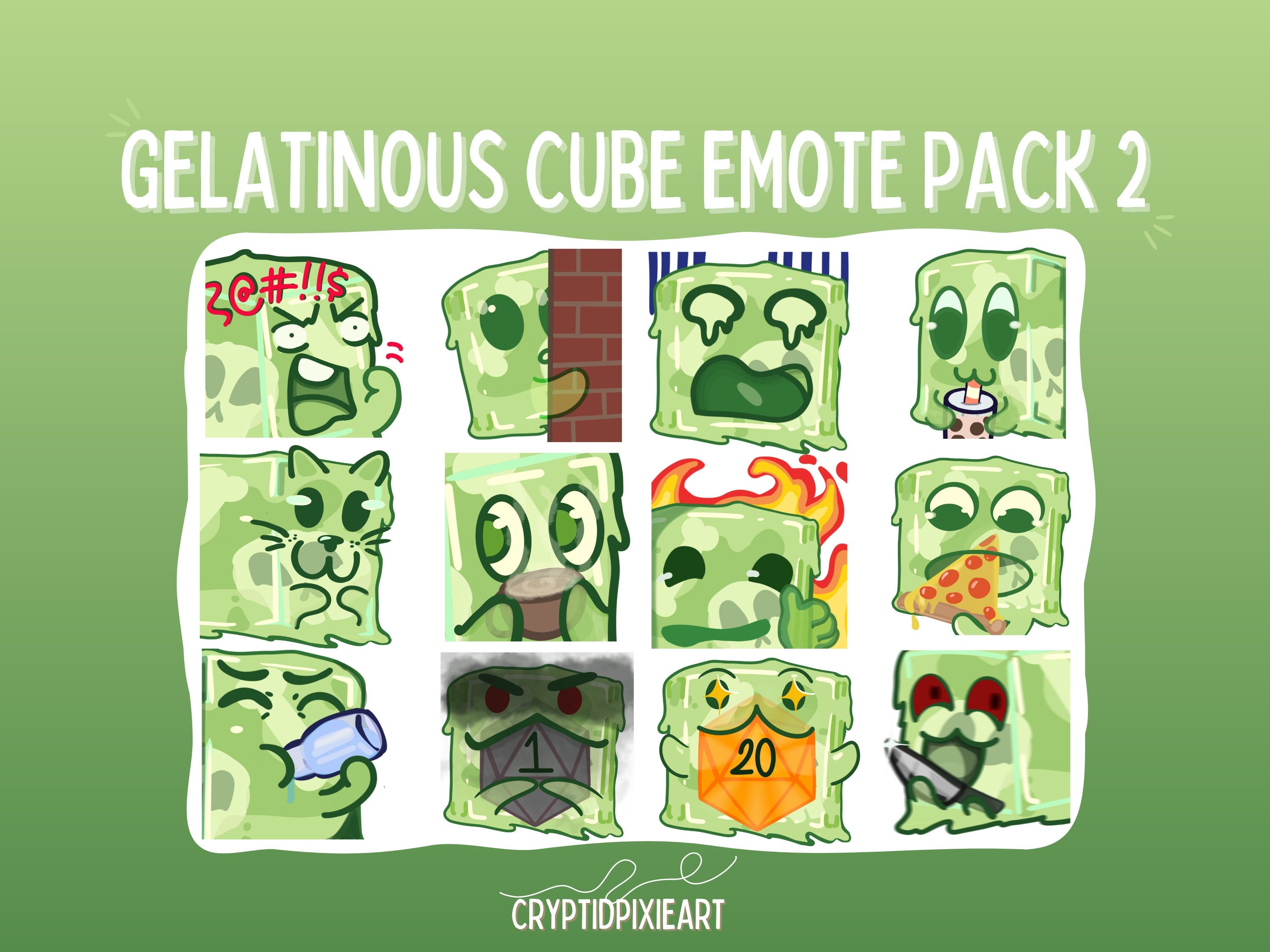 Dnd Monster Gelatinous Cube Emote or Badge Pack for Twitch, Discord ...