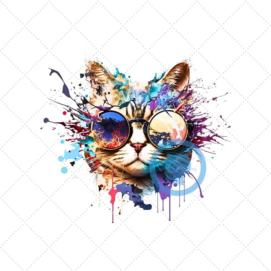 Paint Splatter Cat PNG: Colorful Digital Design (download) - Etsy