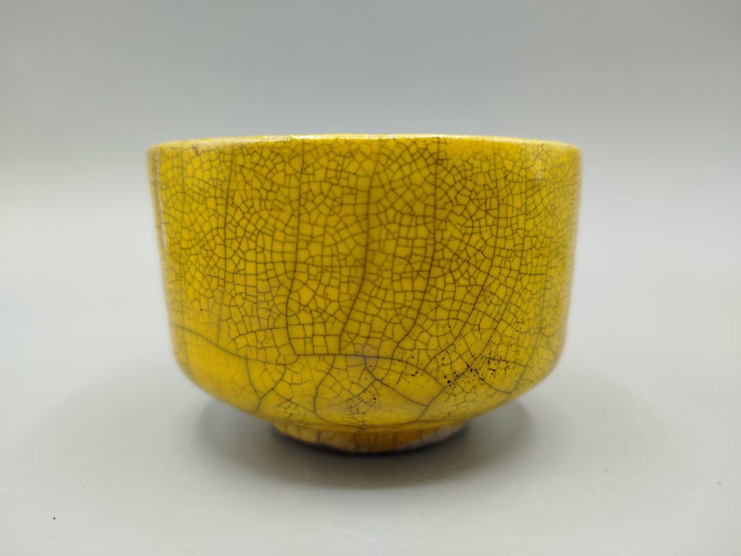 A Unique Handmade Yellow Ceramic Raku Cup/tea Bowl /sugar Bowl - Etsy