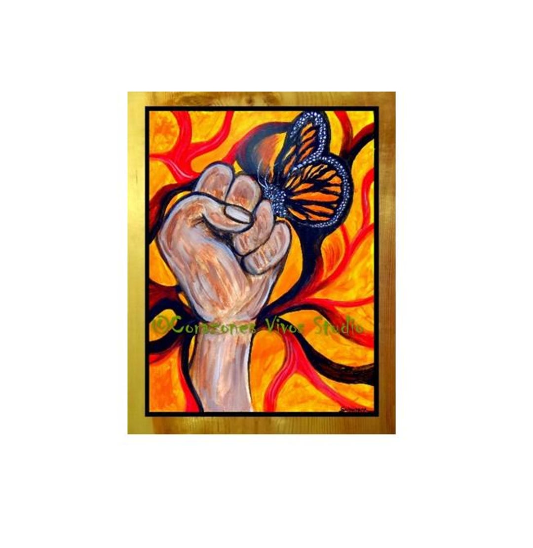 Monarch Butterfly Resistance Fist Modern Art Unique Gift Revolution Art ...