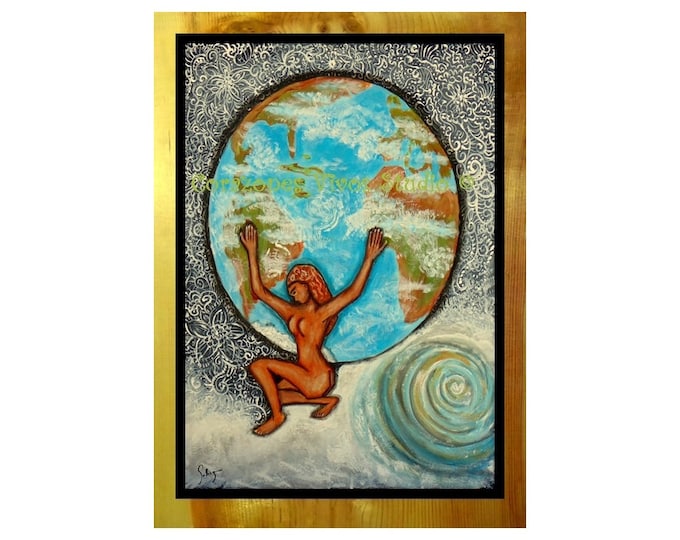 Atlas Woman Empowered Feminist Art Unique Gift Wall Decor Frame Art Mom ...