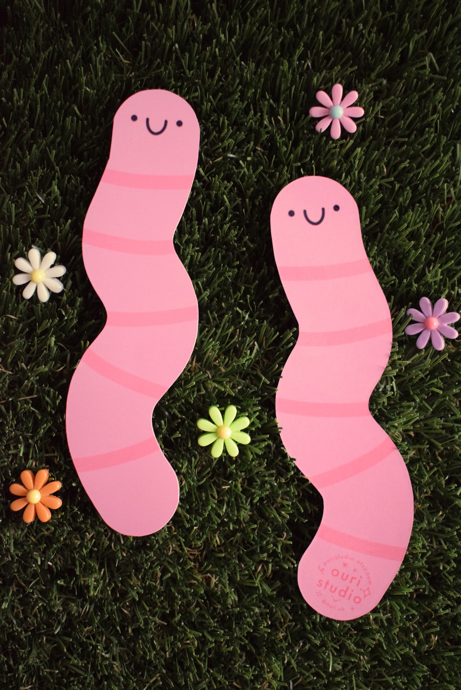 Bookworm Bookmark - Double Sided Print Pink Rainbow Book Worm, Cute ...