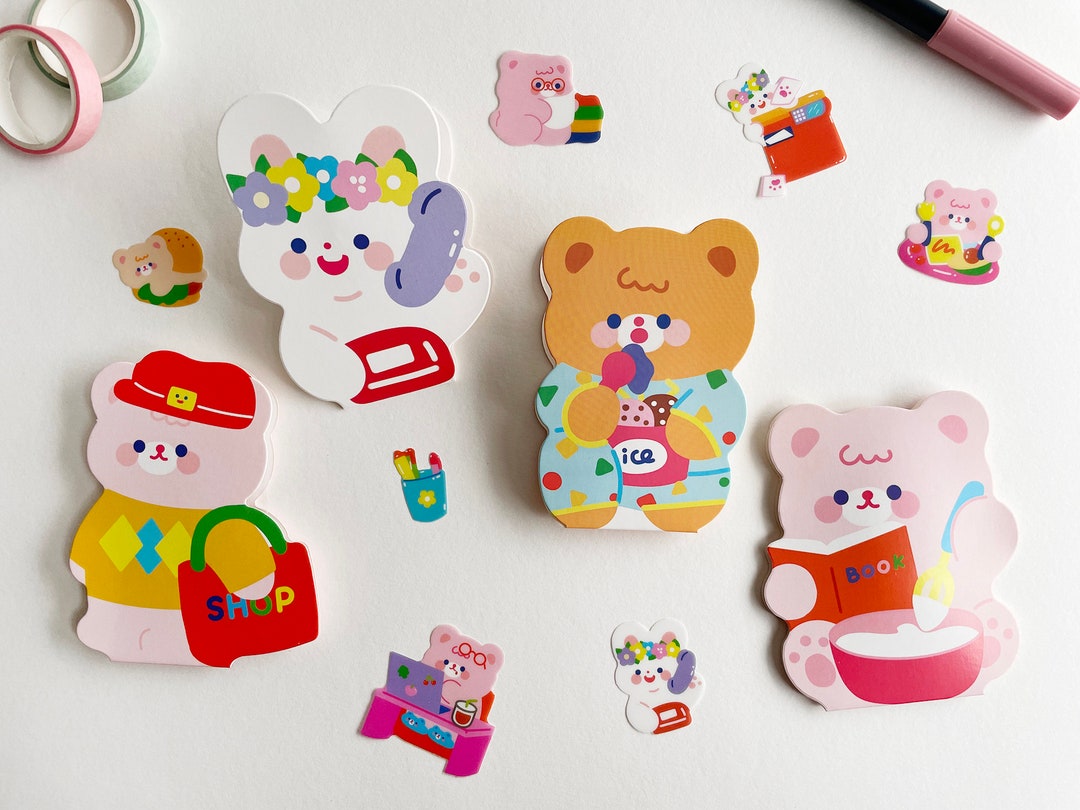 Bunny Bear Sticker Pack 40 Pcs Journal Planners - Cute Cartoon Stickers ...