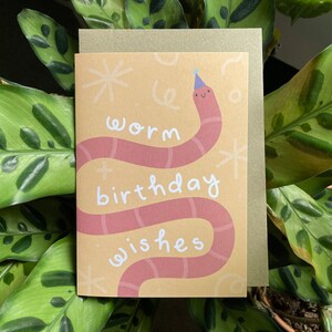 Worm Birthday Wishes Greeting Cards - Cute Fun Modern Funny Birthday ...