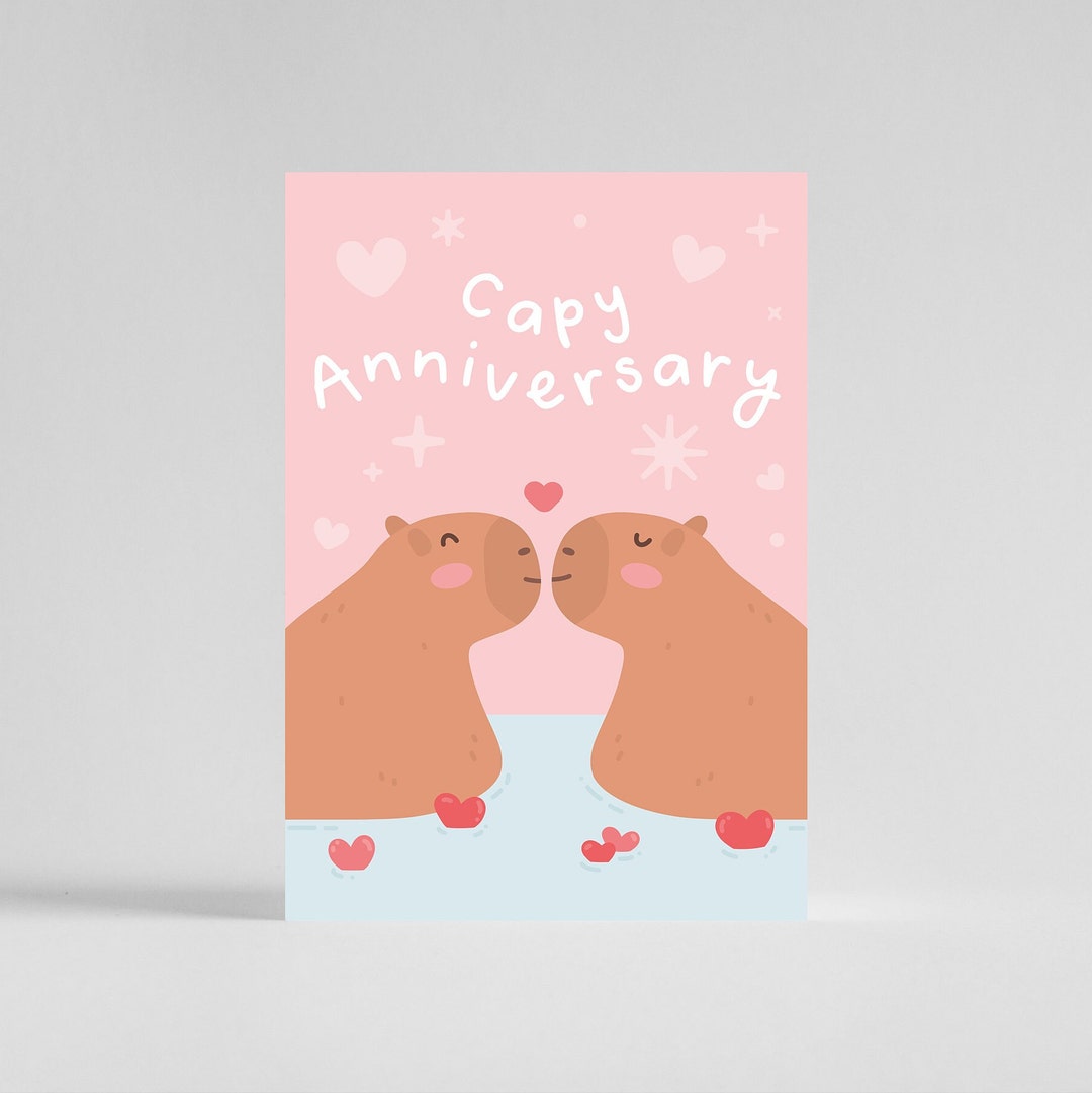 Capy Anniversary Capybara Greeting Cards, Cute Love Heart Fun Modern ...