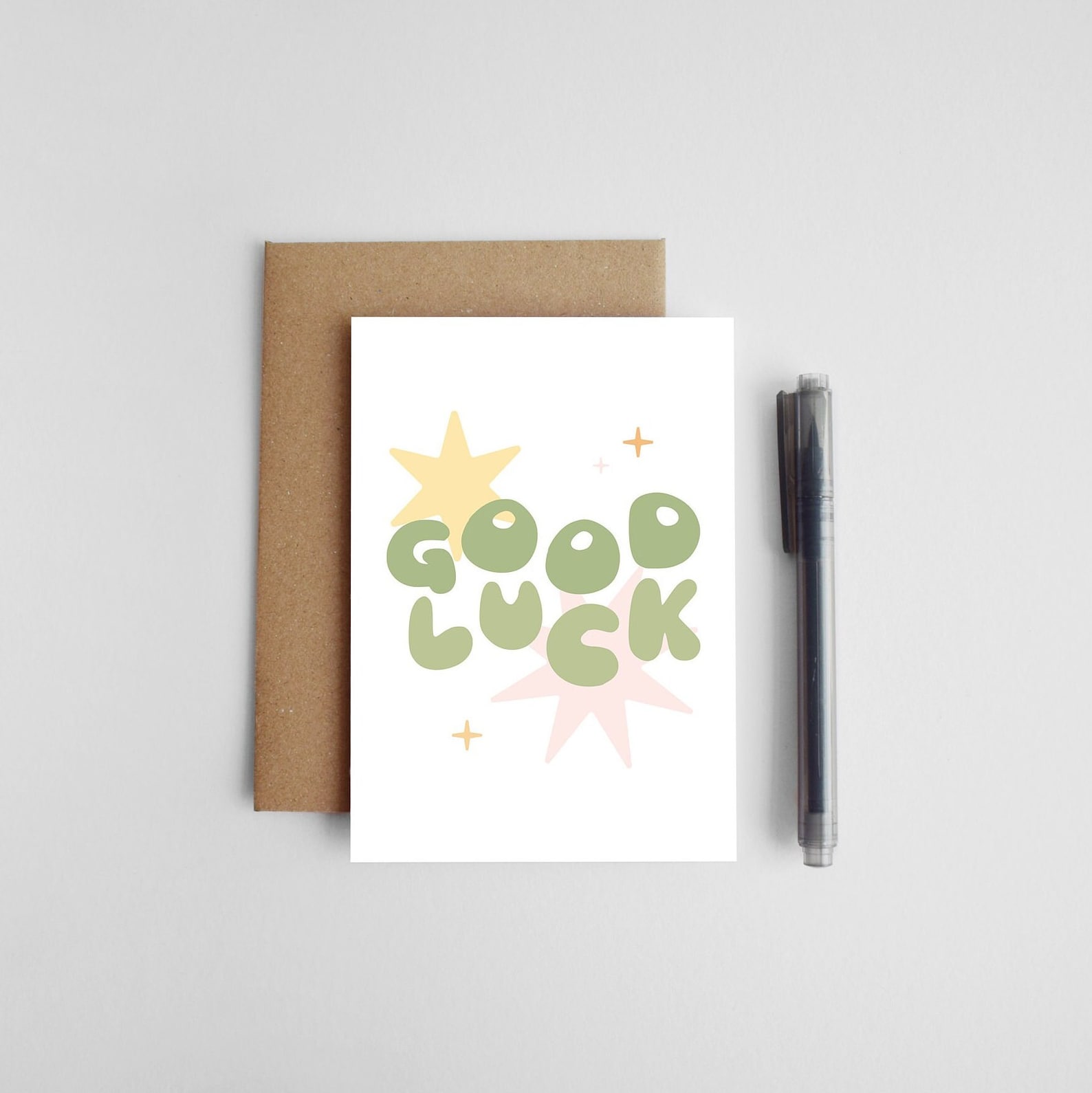 Good Luck Greeting Card Cute Fun Modern Minimal Aesthetic - Etsy