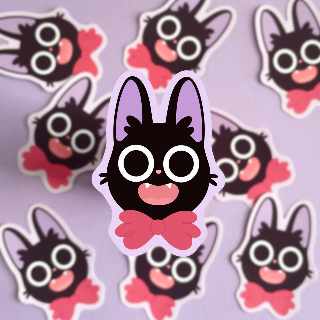 Jiji Black Cat - Cute Anime Inspired Feline Glossy Die Cut Stickers ...