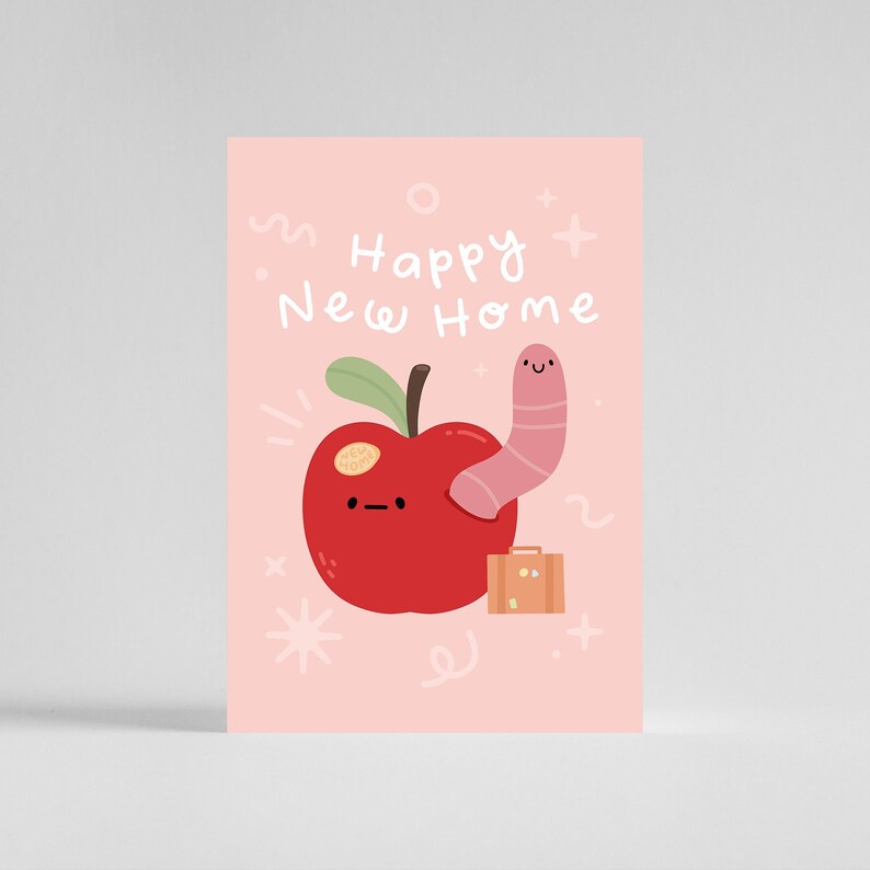 Happy New Home Worm Greeting Card - Cute Fun Modern Congratulations ...