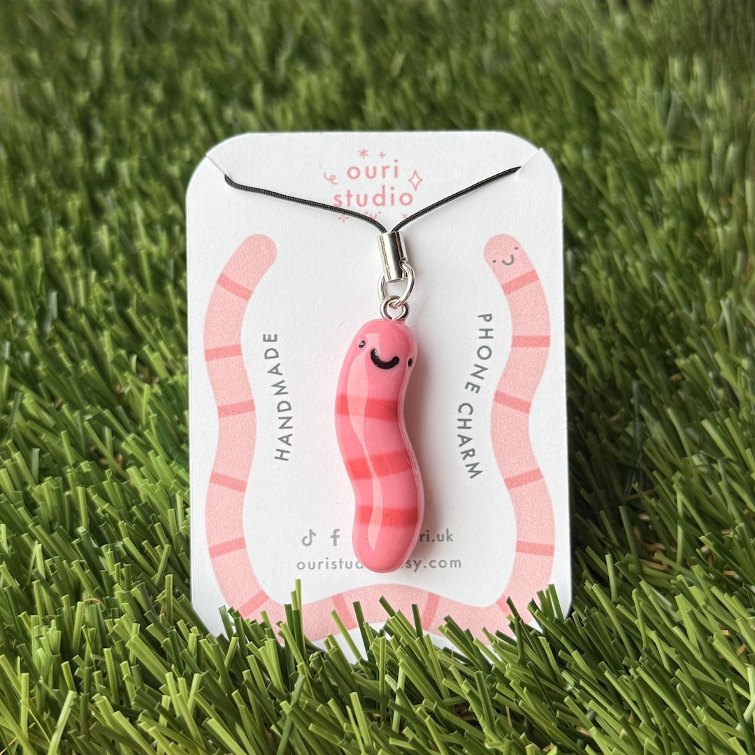 Worm Phone Charm Buddy - Adopt A Mini Earthworm Pet, Handmade ...