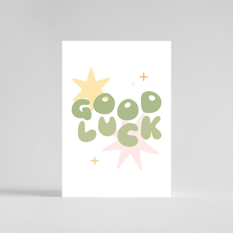 Good Luck Greeting Card Cute Fun Modern Minimal Aesthetic - Etsy