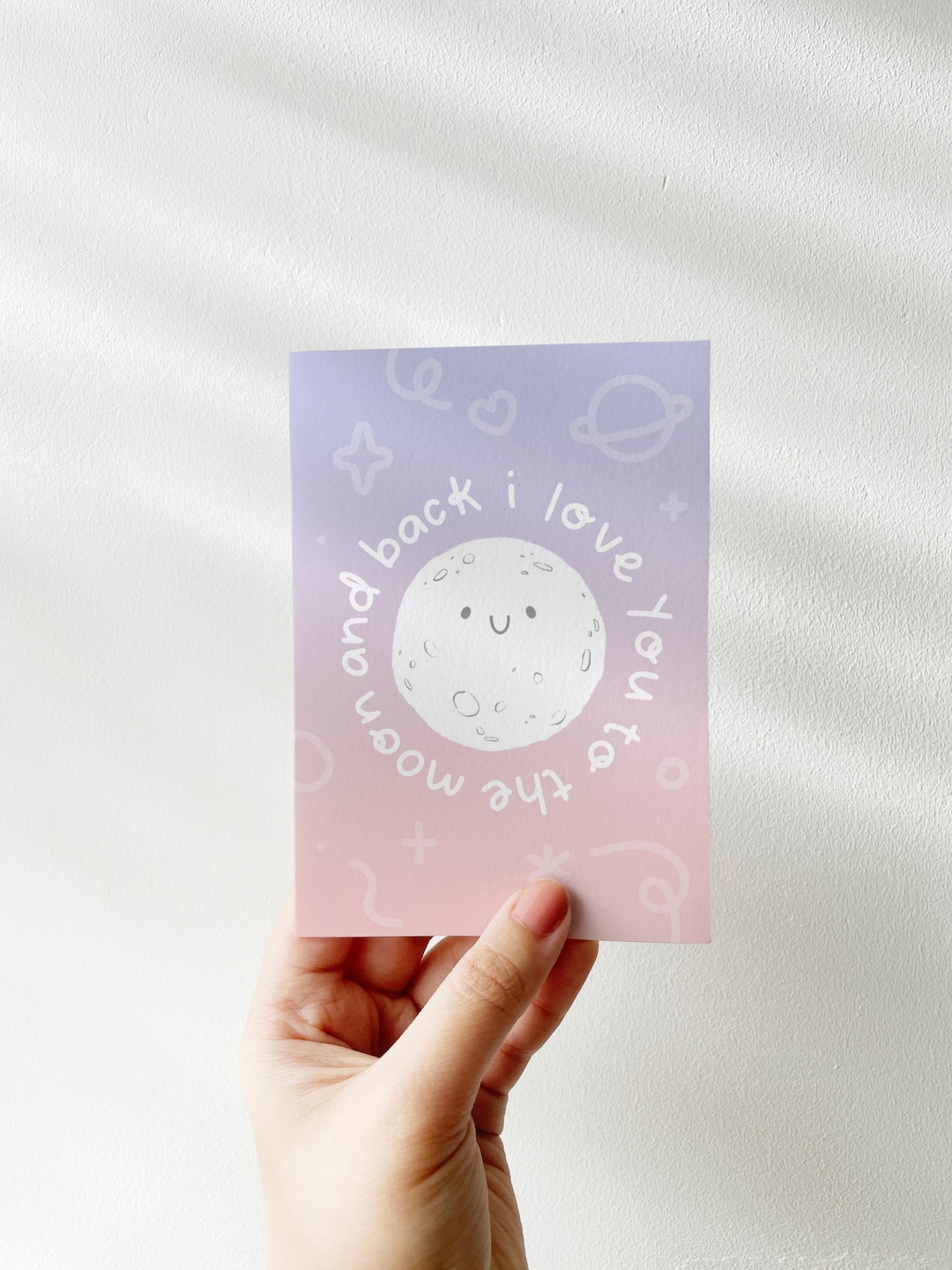 I Love You to the Moon and Back Greeting Card, Cute Fun Modern Love ...