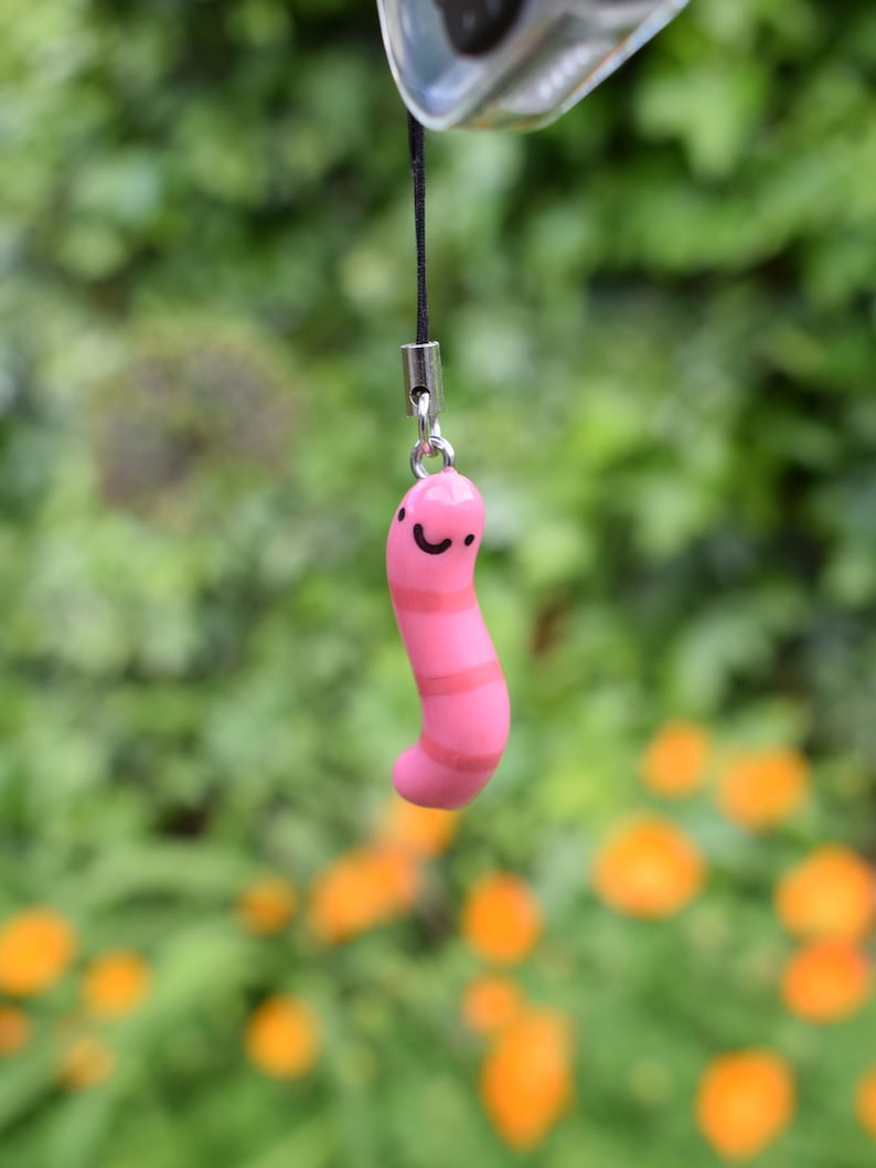 Handmade Worm Phone Charm: Polymer Clay Earthworm Worry Buddy - Etsy