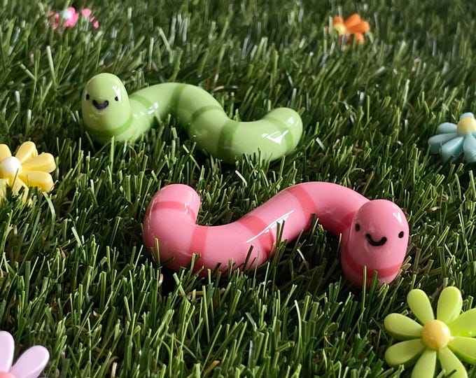 Worm Desk Buddy - Adopt A Mini Earthworm, Handmade Ring Holder, Pen ...