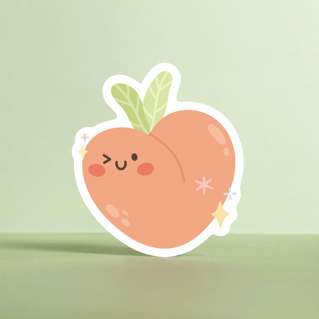 Thicc Peachy Peach Fruit Winking Cute Cheeky Glossy Die Cut Stickers - Etsy