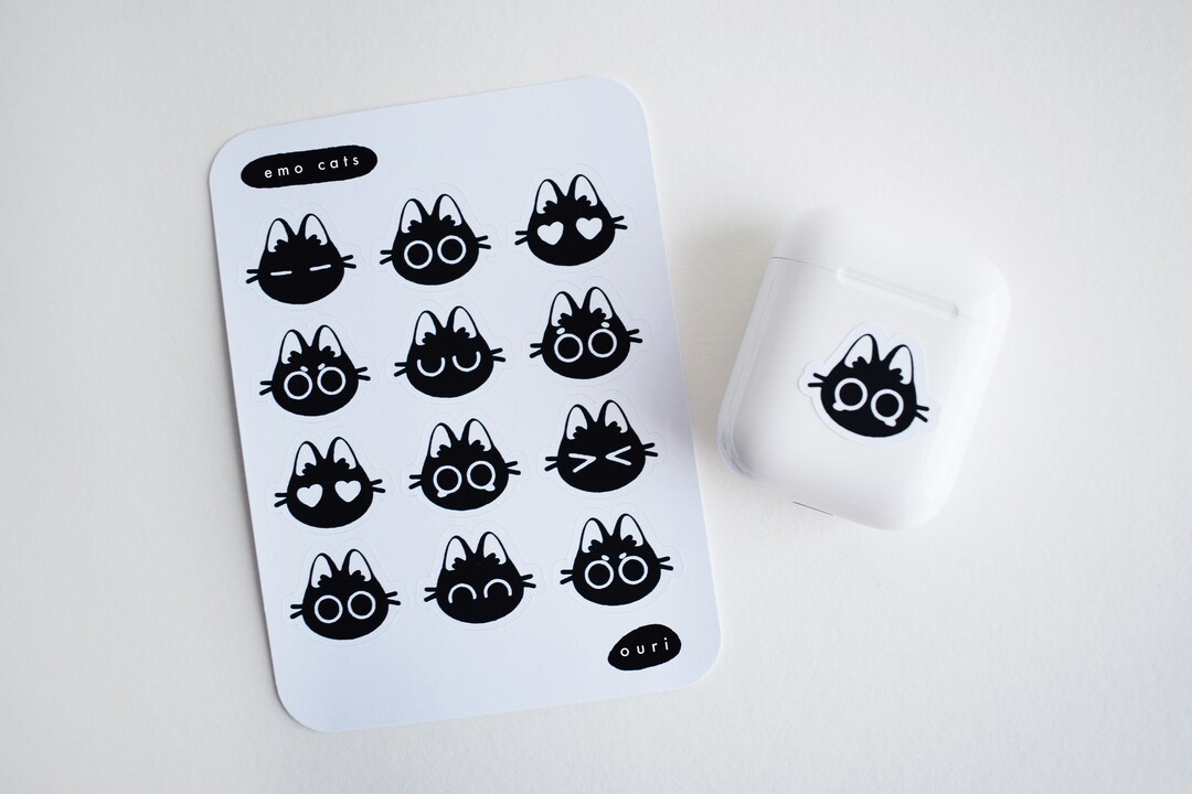 Emo Cats Sticker Sheet Matte Cute Journal Planner Mood Tracker Stickers ...