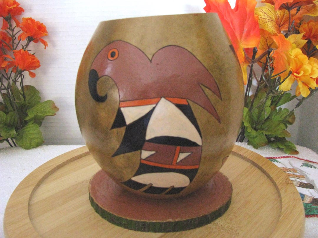 Hopi Gourd Pottery: Replica Vessel With Parrot Design - Etsy