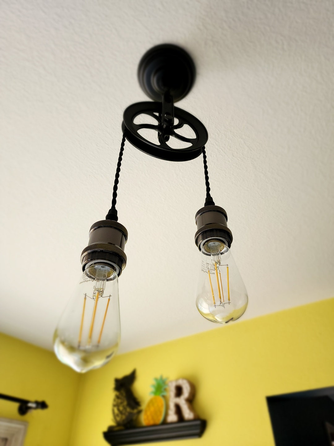 Industrial Style Pulley Pendant Light - Etsy
